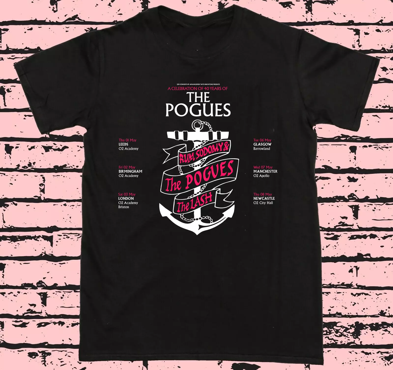The Pogues 2025 TOUR 40 years of Rum Sodomy The Lash T-Shirt,Black ...