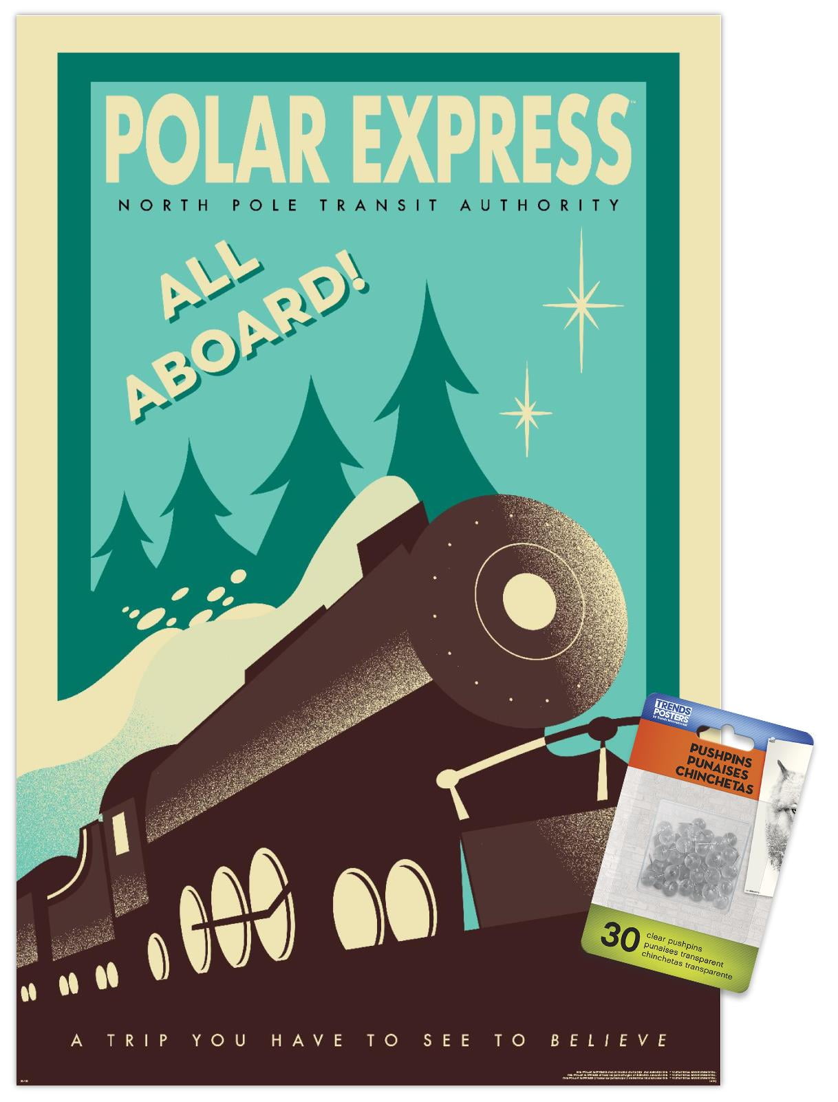 The Polar Express - All Aboard Wall Poster with Push Pins, 14.725" x 22 ...