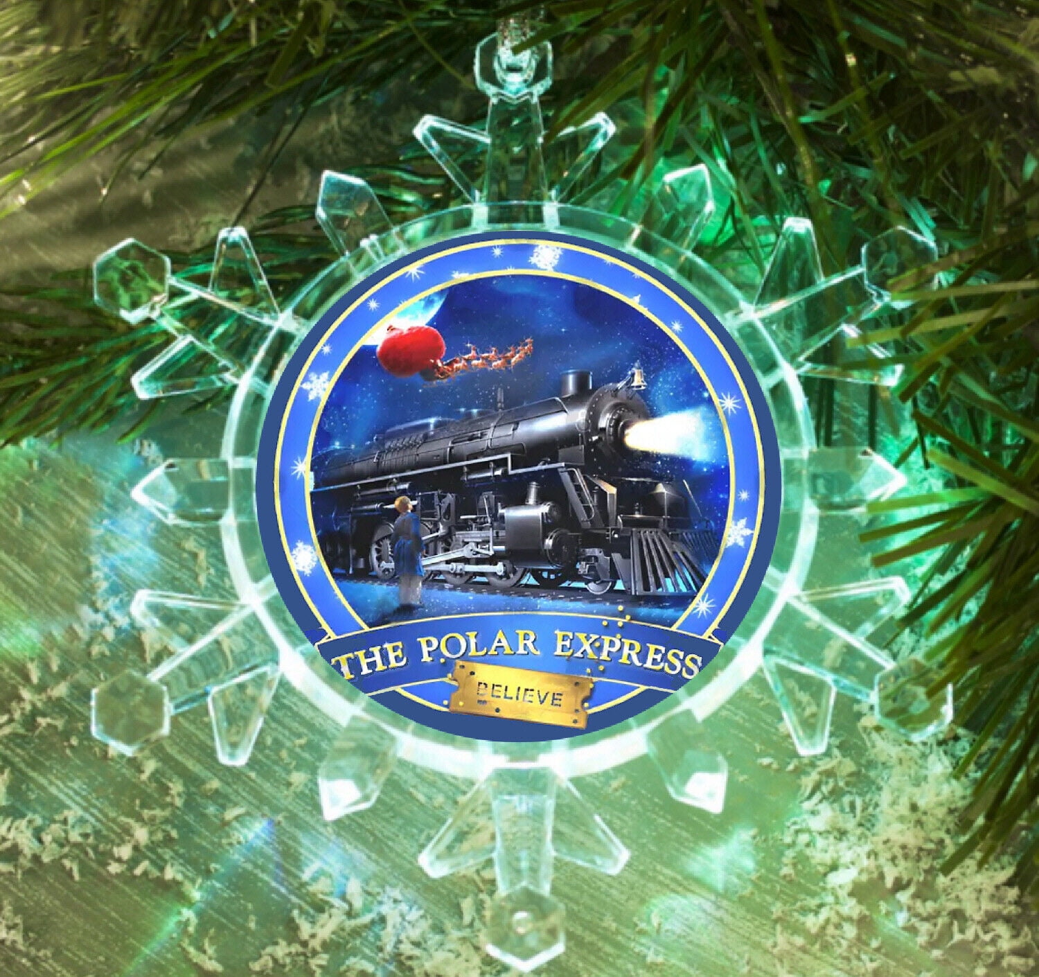 The Polar Express Train Snowflake Tri-Colored Blinking Lit Holiday ...