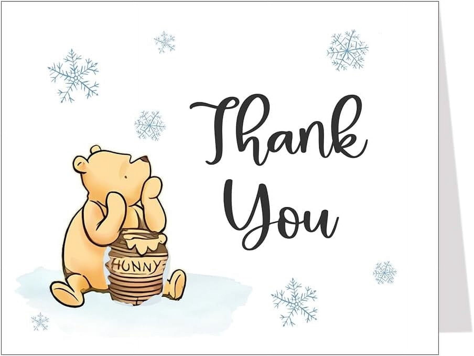 The Pooh Thank You Cards Baby Shower Winter Gender Neutral Notes With ...