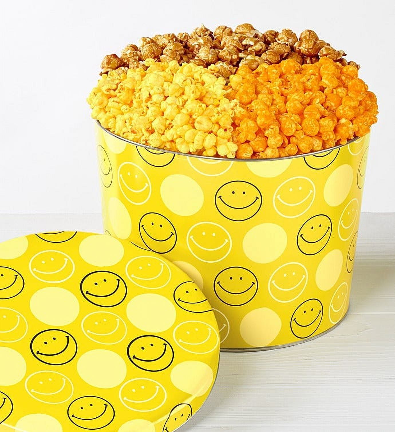The Popcorn Factory Gift Tin, Smiley Face, 2 Gallons (Robust Cheddar ...