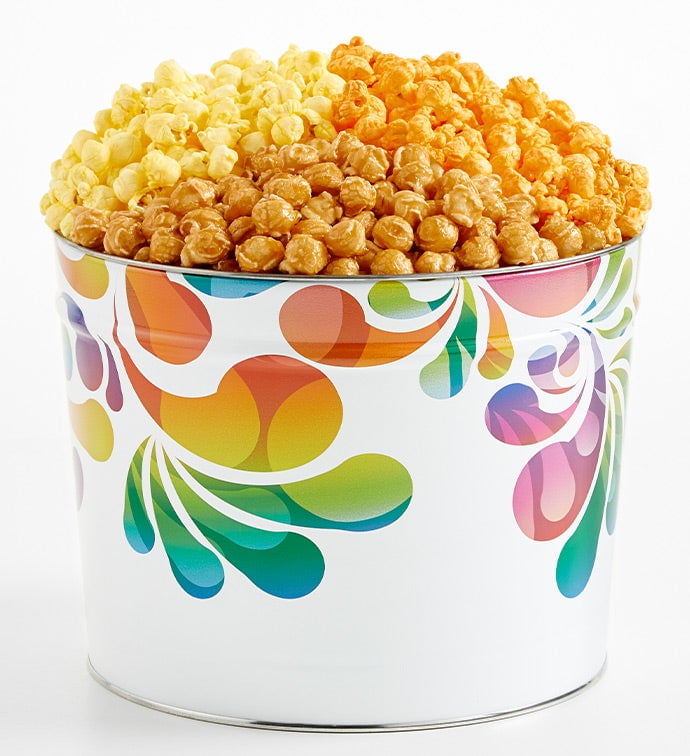 The Popcorn Factory Multicolor Rainbow 3 Flavor Popcorn Tin, 2 Gallons ...