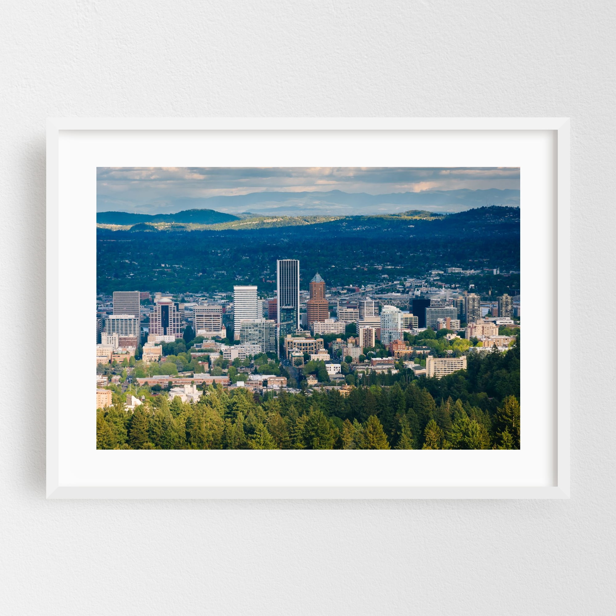 The Portland Skyline 03 - Portland Oregon Photography White Framed Wall ...