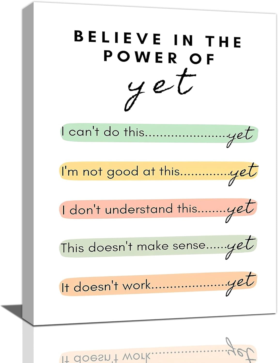 The Power Of Yet Wall Art Growth Mindset Pictures Wall Decor Therapy ...