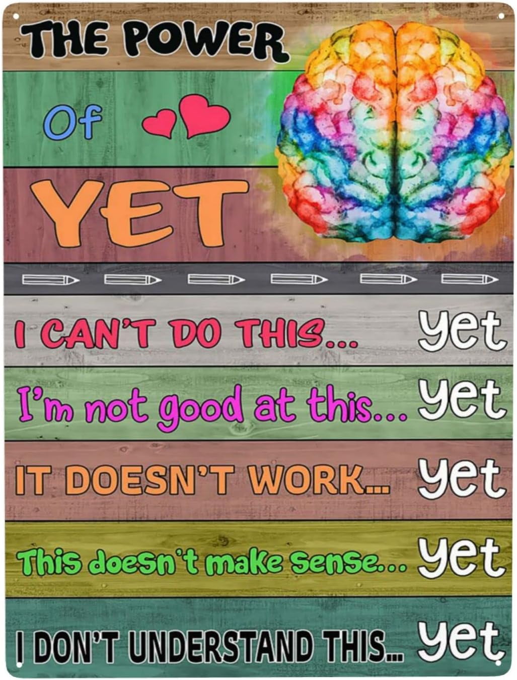 The Power of Yet Brain Tin Metal Sign Wall Decor Fun for Home Kitchen ...