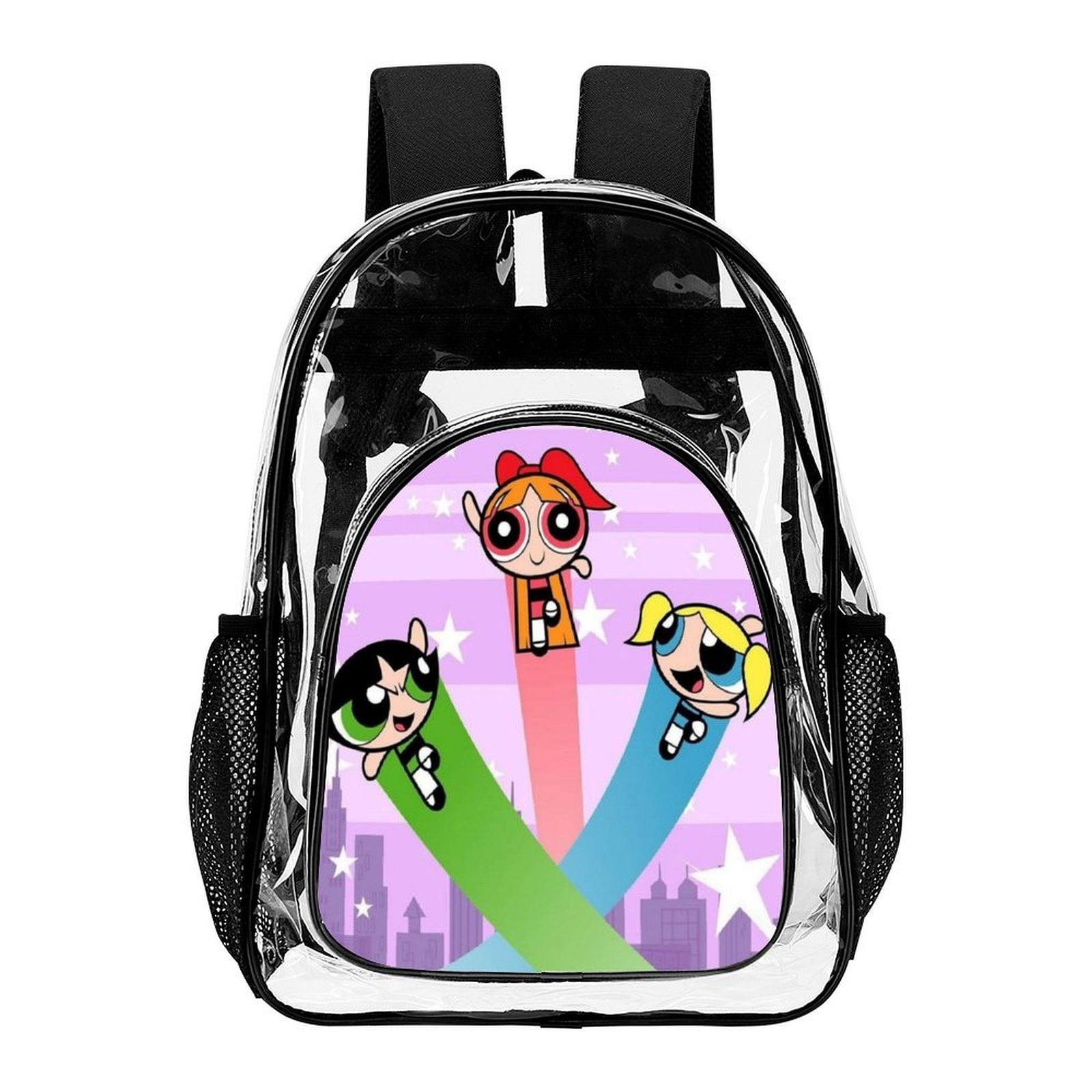 The Power-puff Gir-ls Stylish Mesh & Transparent Clear Backpack ...