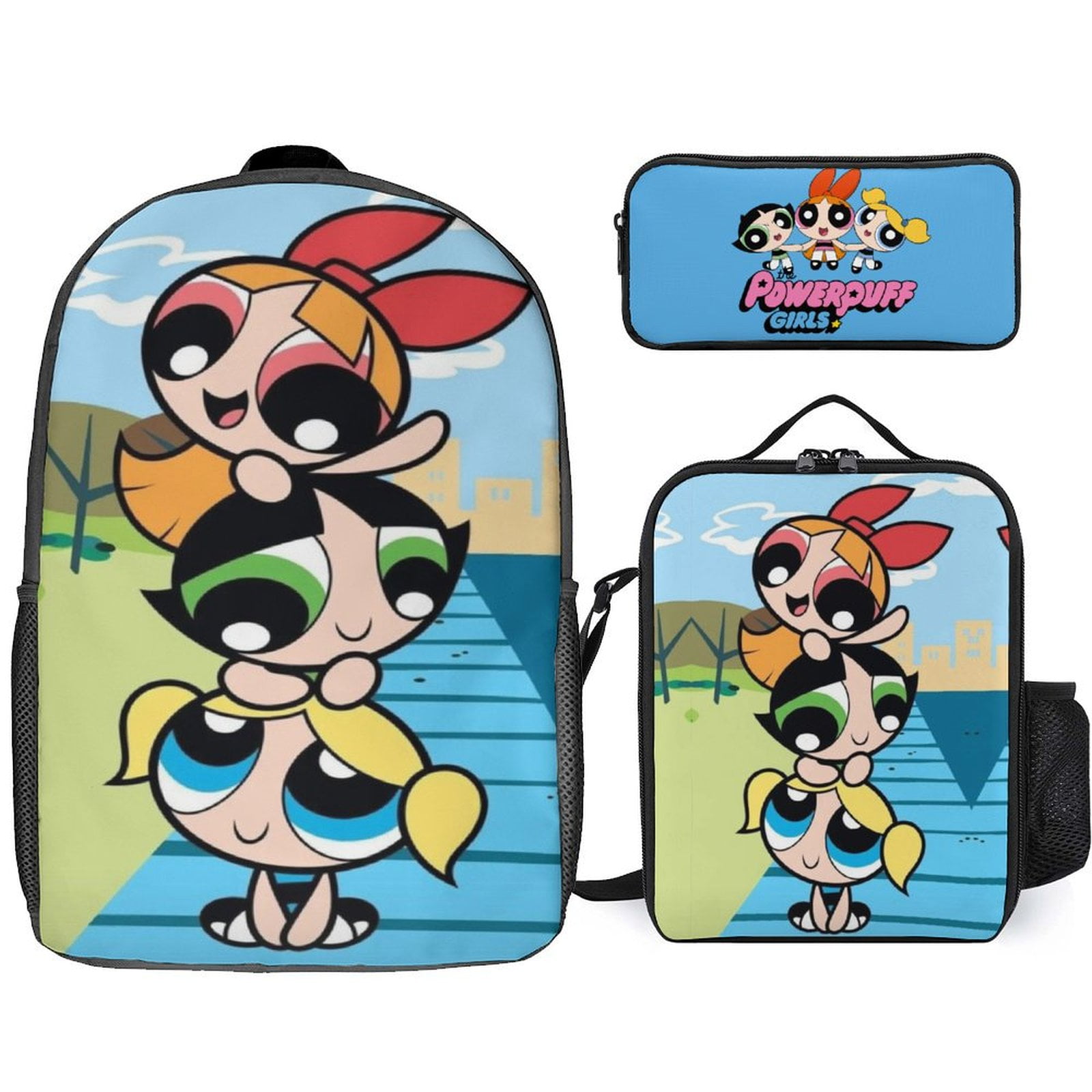 The Powerpuff Blossom, Bubbles and Buttercup 3 Piece Backpack Set with ...