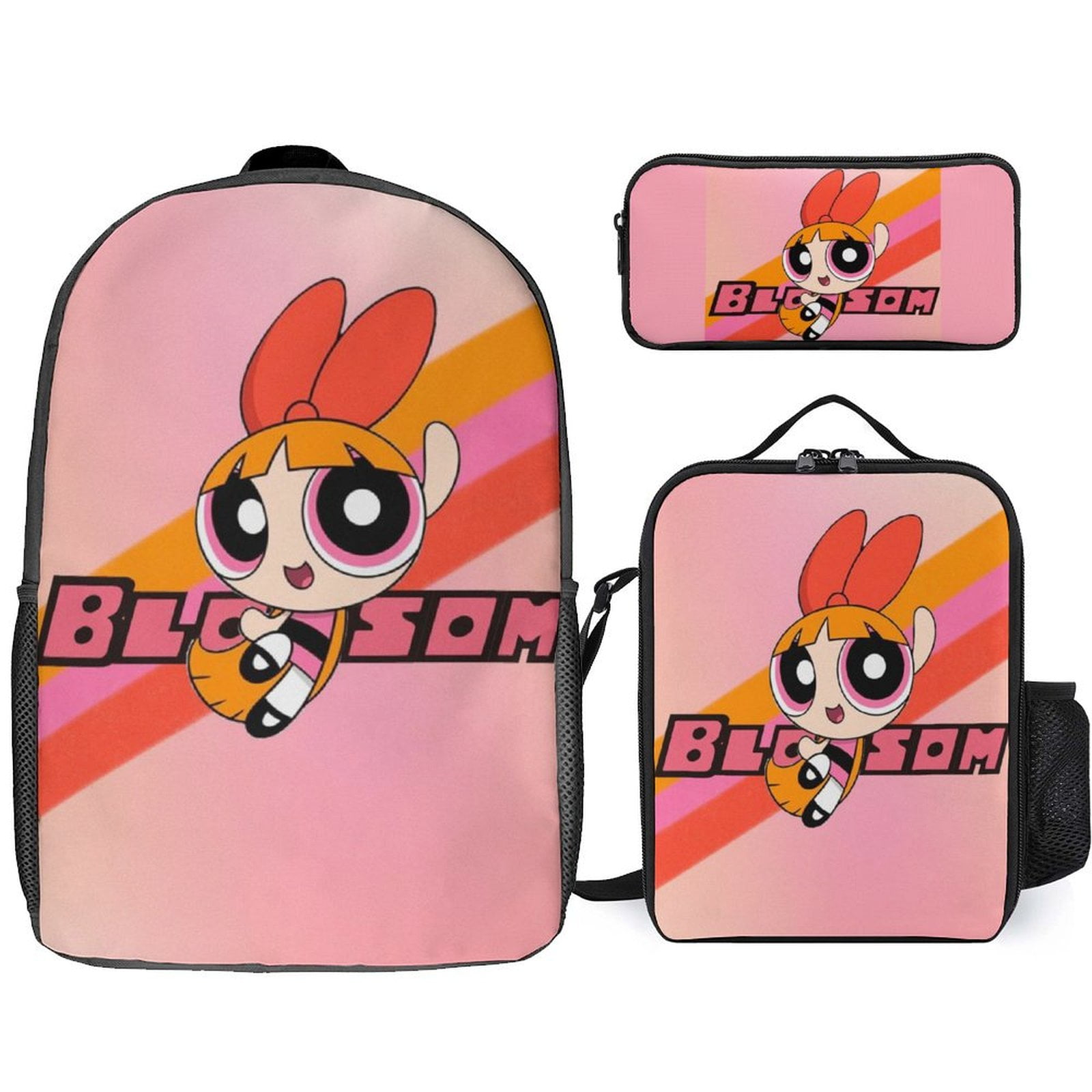 The Powerpuff Blossom, Bubbles and Buttercup 3 Piece Backpack Set with ...