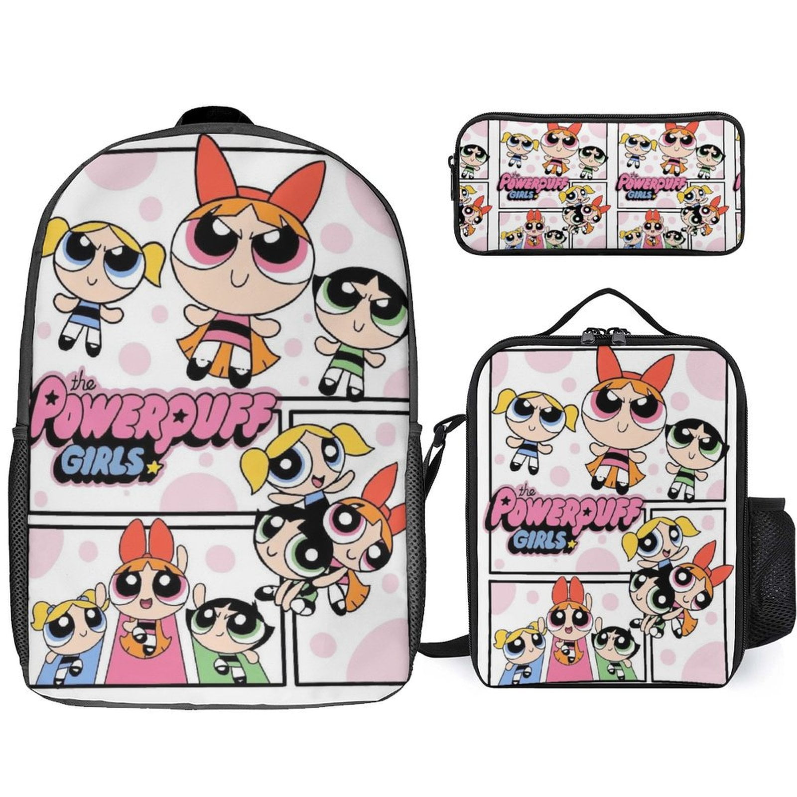 The Powerpuff Blossom, Bubbles and Buttercup 3 Piece Backpack Set with ...