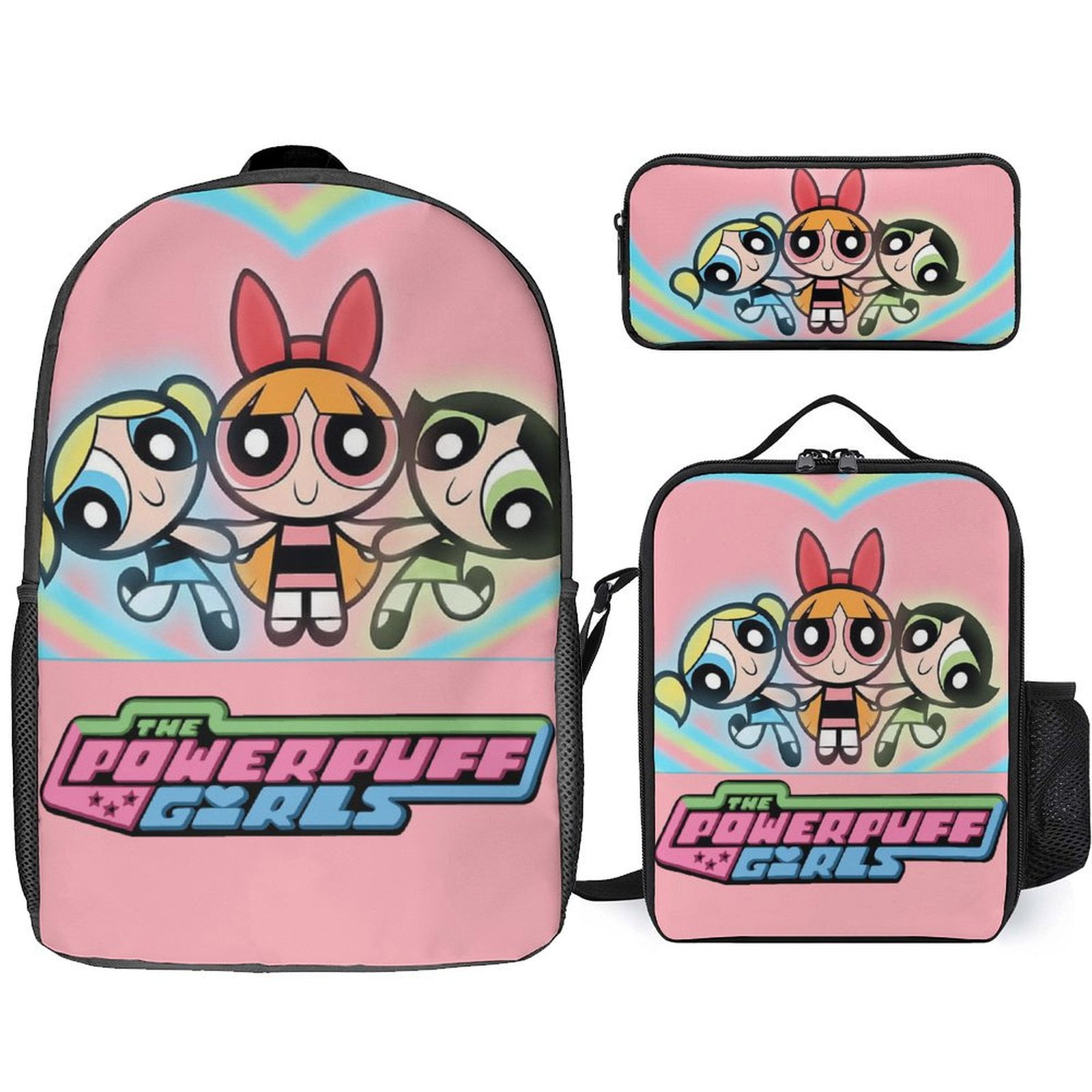 The Powerpuff Blossom, Bubbles and Buttercup 3 Piece Backpack Set with ...