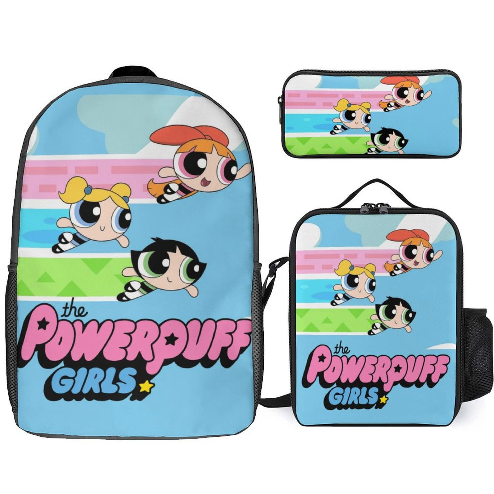 The Powerpuff Blossom, Bubbles and Buttercup 3 Piece Backpack Set with ...