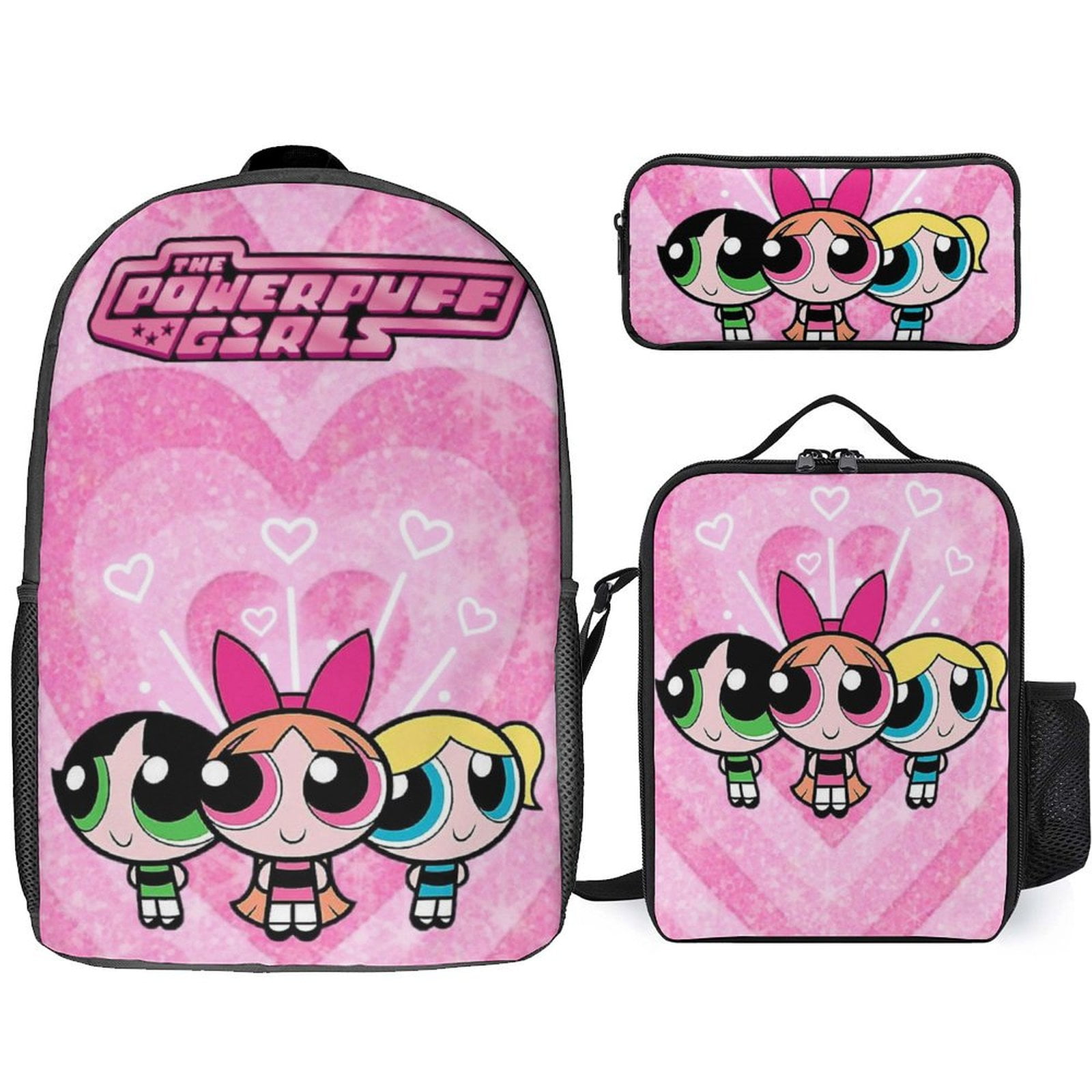 The Powerpuff Blossom, Bubbles and Buttercup 3 Piece Backpack Set with ...