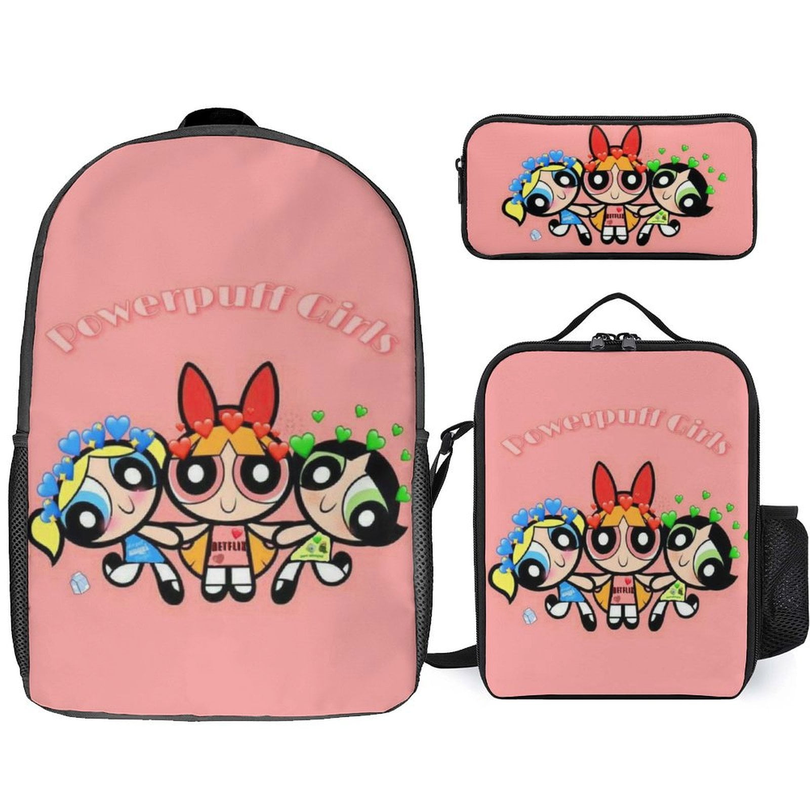 The Powerpuff Blossom, Bubbles and Buttercup 3 Piece Backpack Set with ...