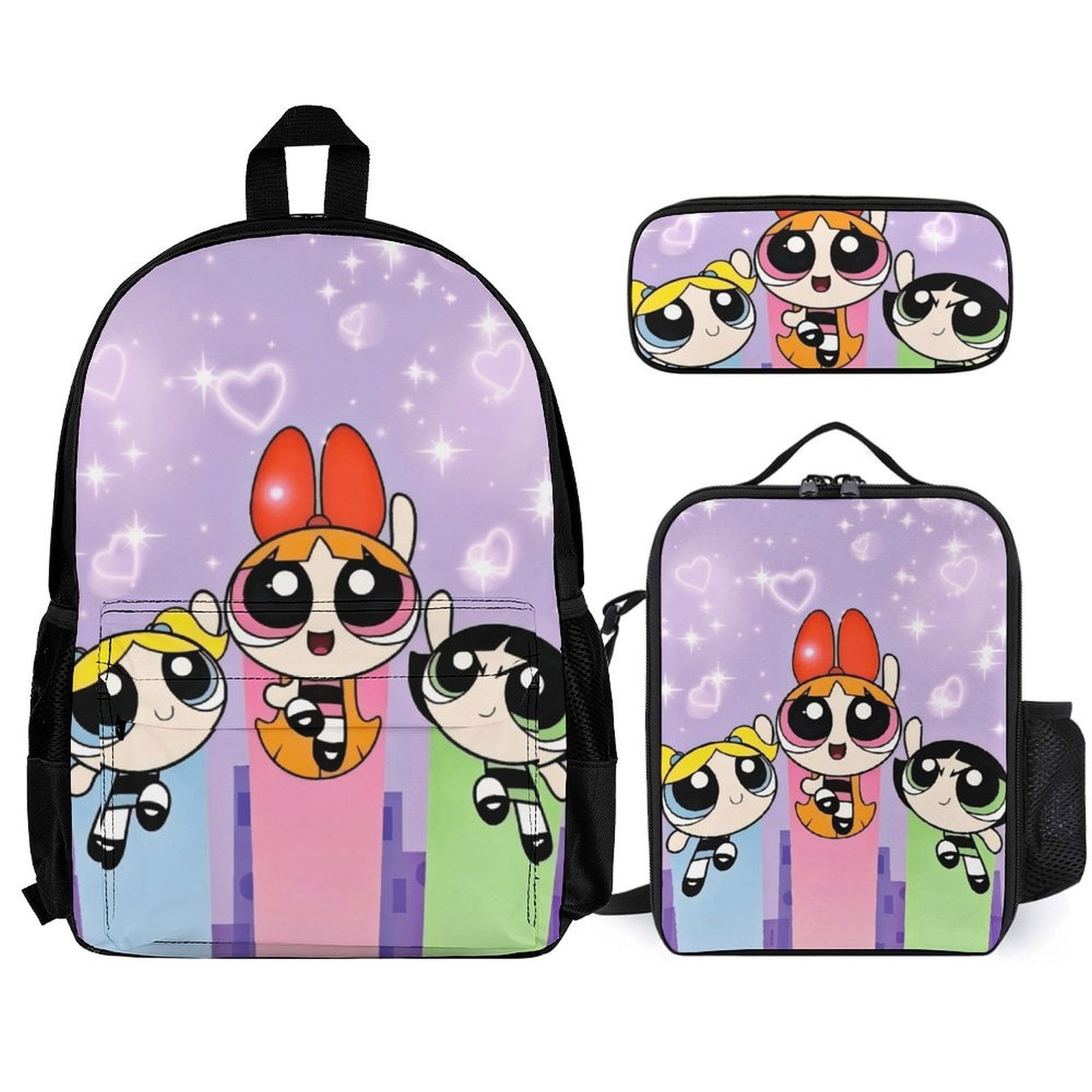The Powerpuff G-i--r-l-s Fun cartoon three-piece backpack set: includes ...