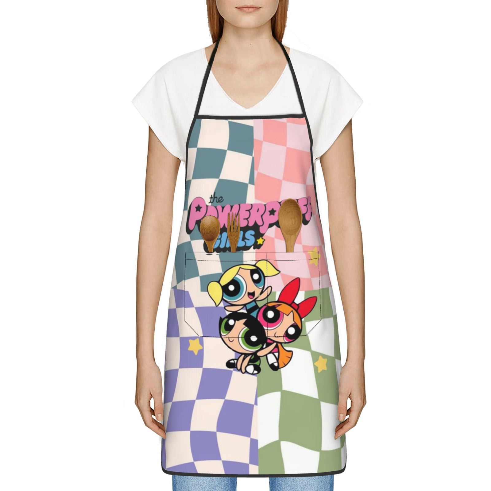 The Powerpuff Gi-Rls Bib Apron With Pockets, Cooking Kitchen Chef Apron ...