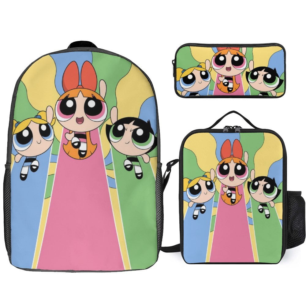 The Powerpuff Gi-rls Backpack 3 Piece Set Travel Daypack Combination ...