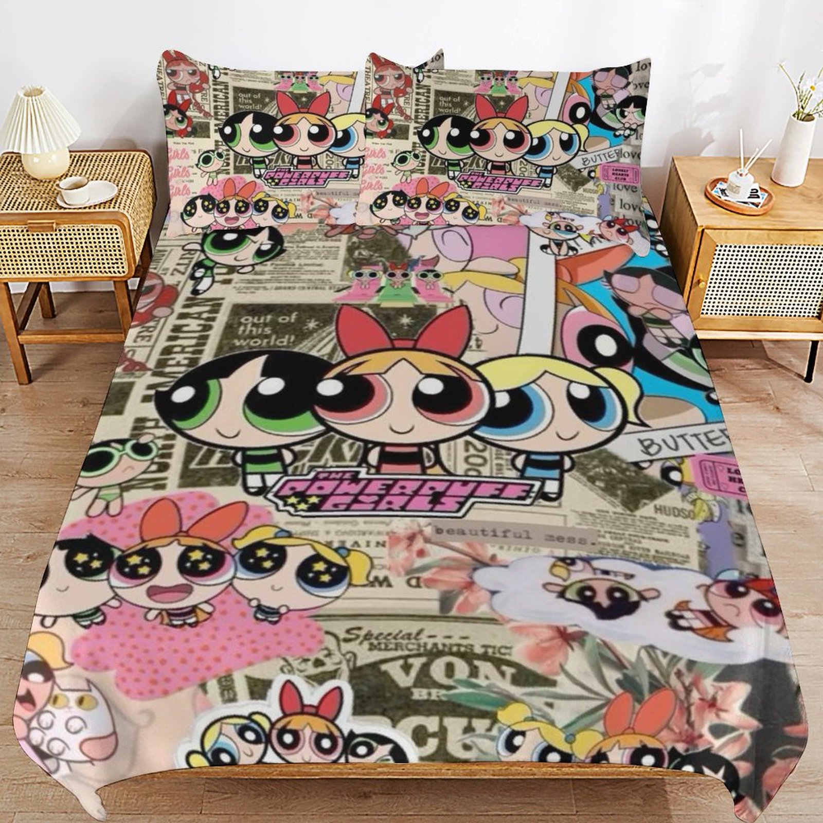 The Powerpuff Girls 3 Pieces Bedding Set 3D Printed Lightweight Bed ...