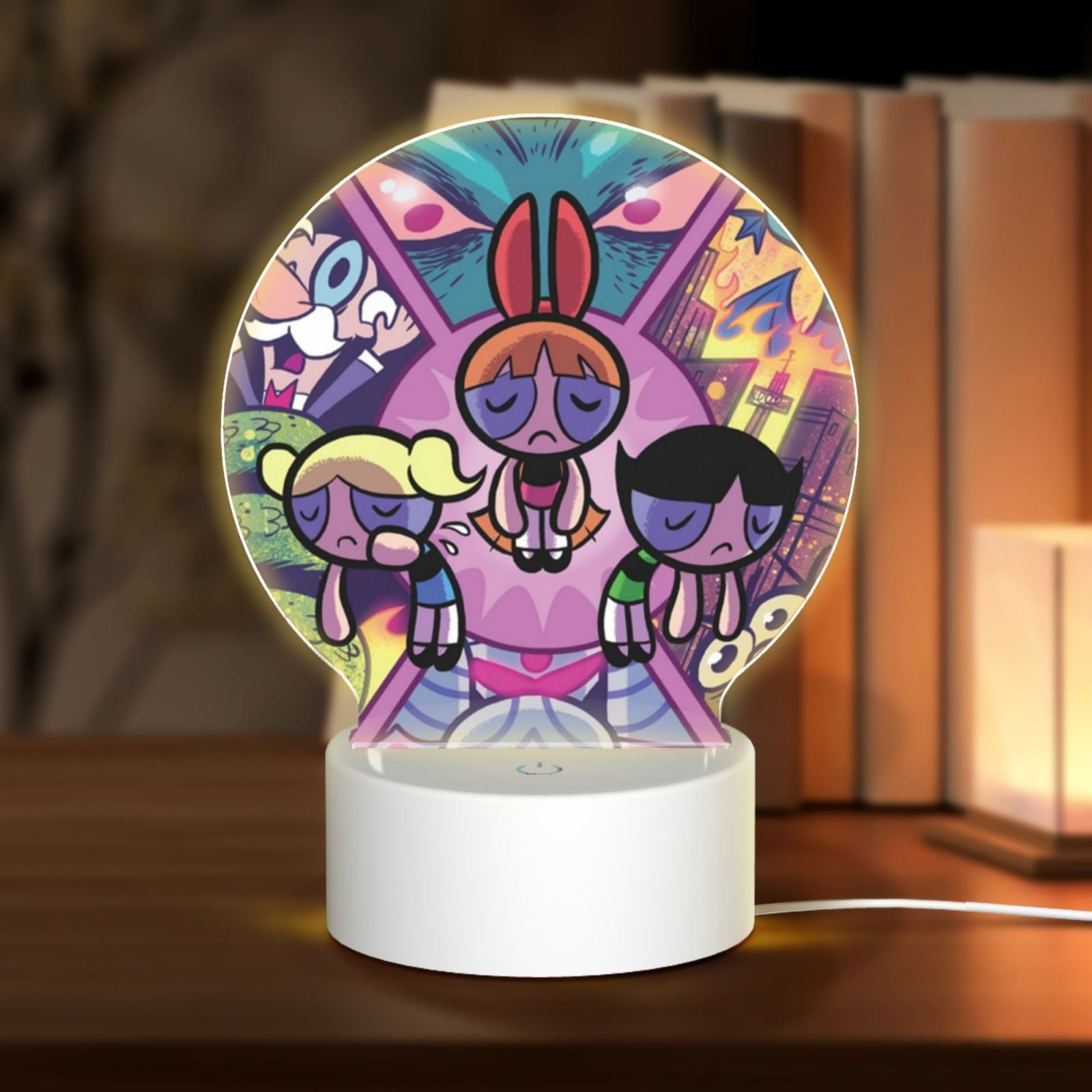 The Powerpuff Girls Animated Round Acrylic Night Light USB Cable LED ...
