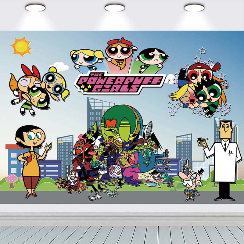 The Powerpuff Girls Background Backdrop Taspestry Birthday Post Banner ...