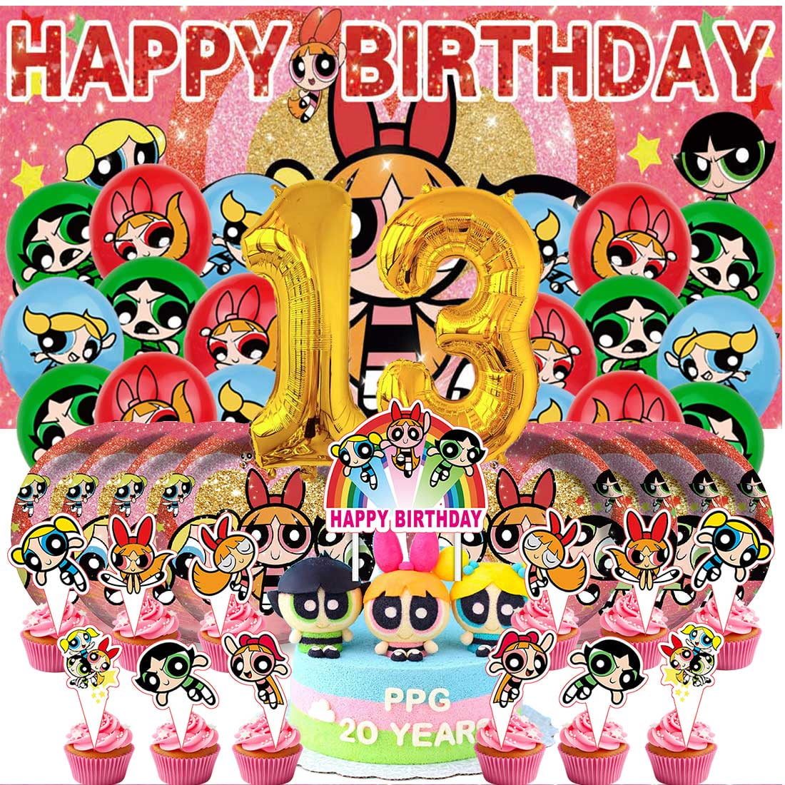 The Powerpuff Girls Balloons Party Supplies 13th Decor Tableware ...