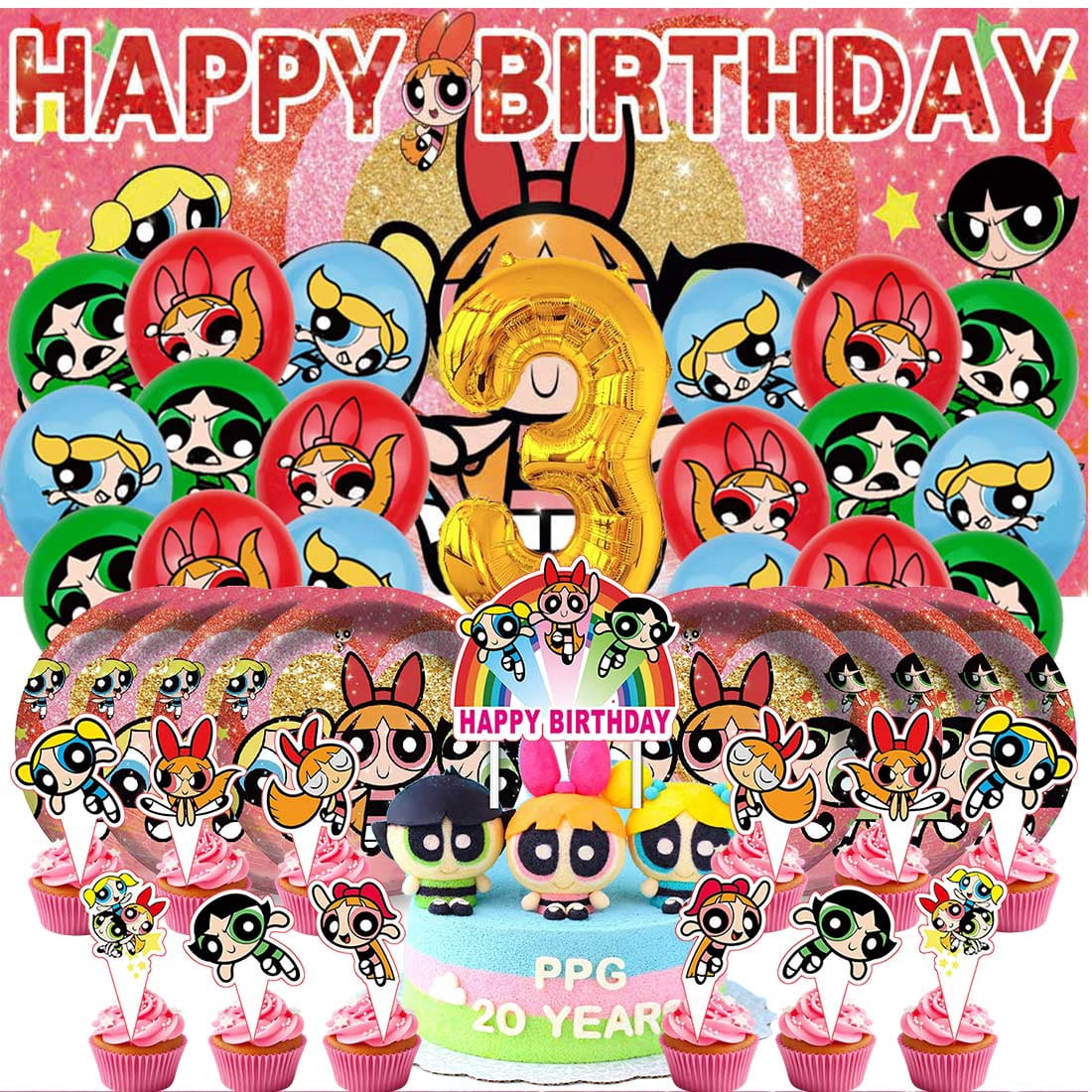 The Powerpuff Girls Balloons Party Supplies 3rd Decor Tableware ...