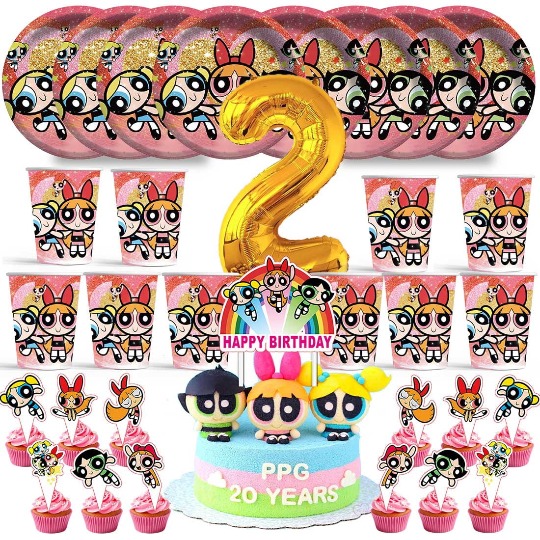 The Powerpuff Girls Birthday 2nd Cups Party Supplies Plates Fans ...