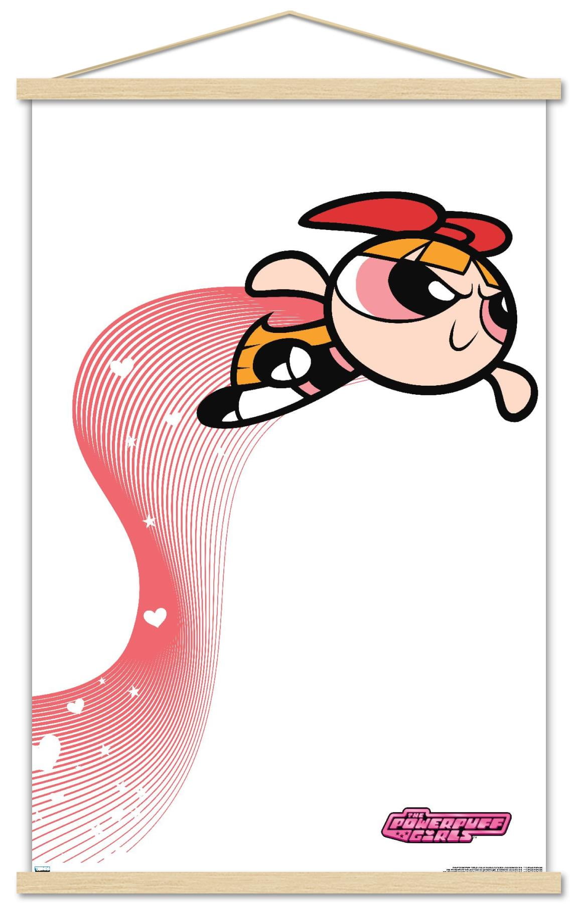 The Powerpuff Girls - Blossom Heart Lines Wall Poster with Wooden ...