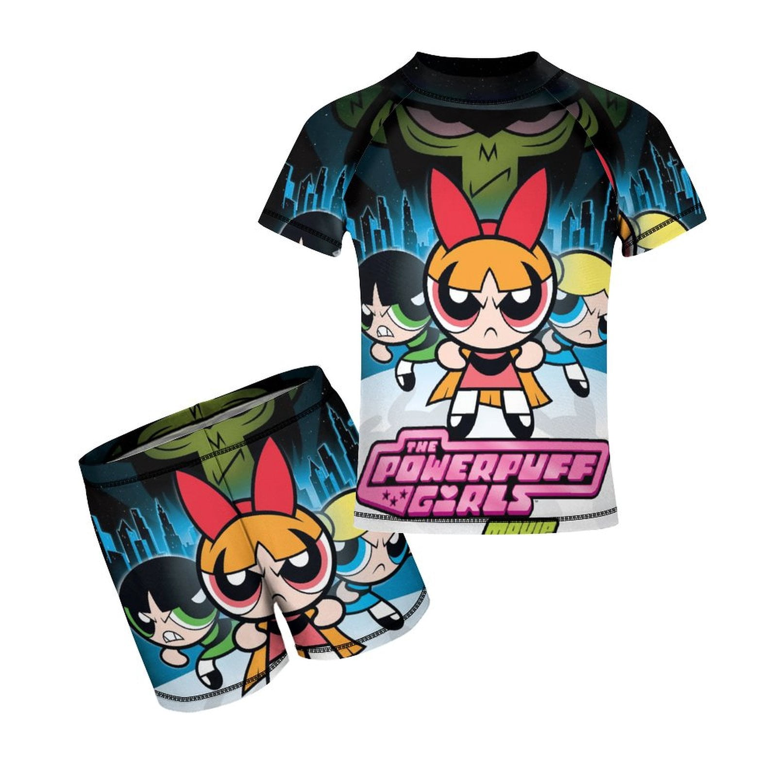 The Powerpuff Girls Boys Two Piece Swimsuit Kids Swimwear Set Short ...