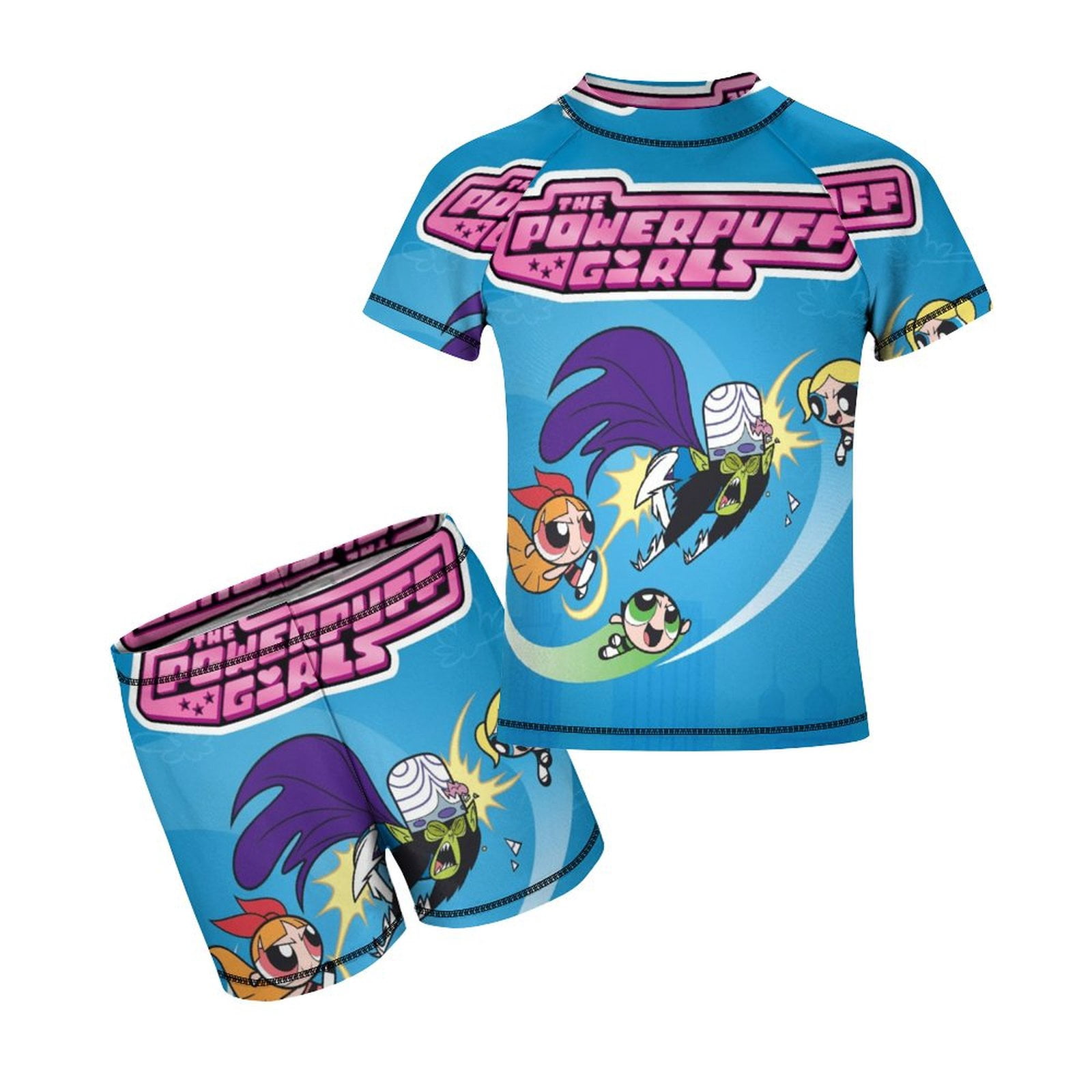 The Powerpuff Girls Boys Two Piece Swimsuit Kids Swimwear Set Short ...