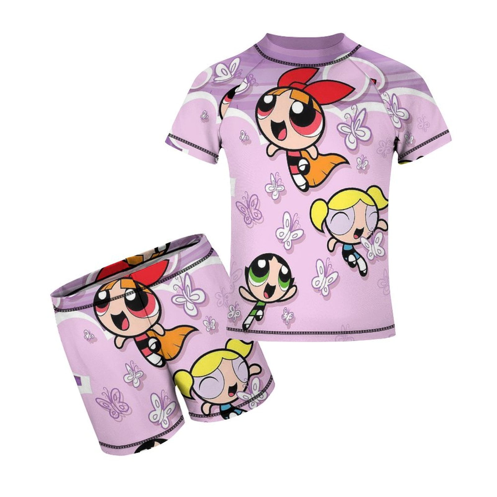 The Powerpuff Girls Boys Two Piece Swimsuit Kids Swimwear Set Short ...