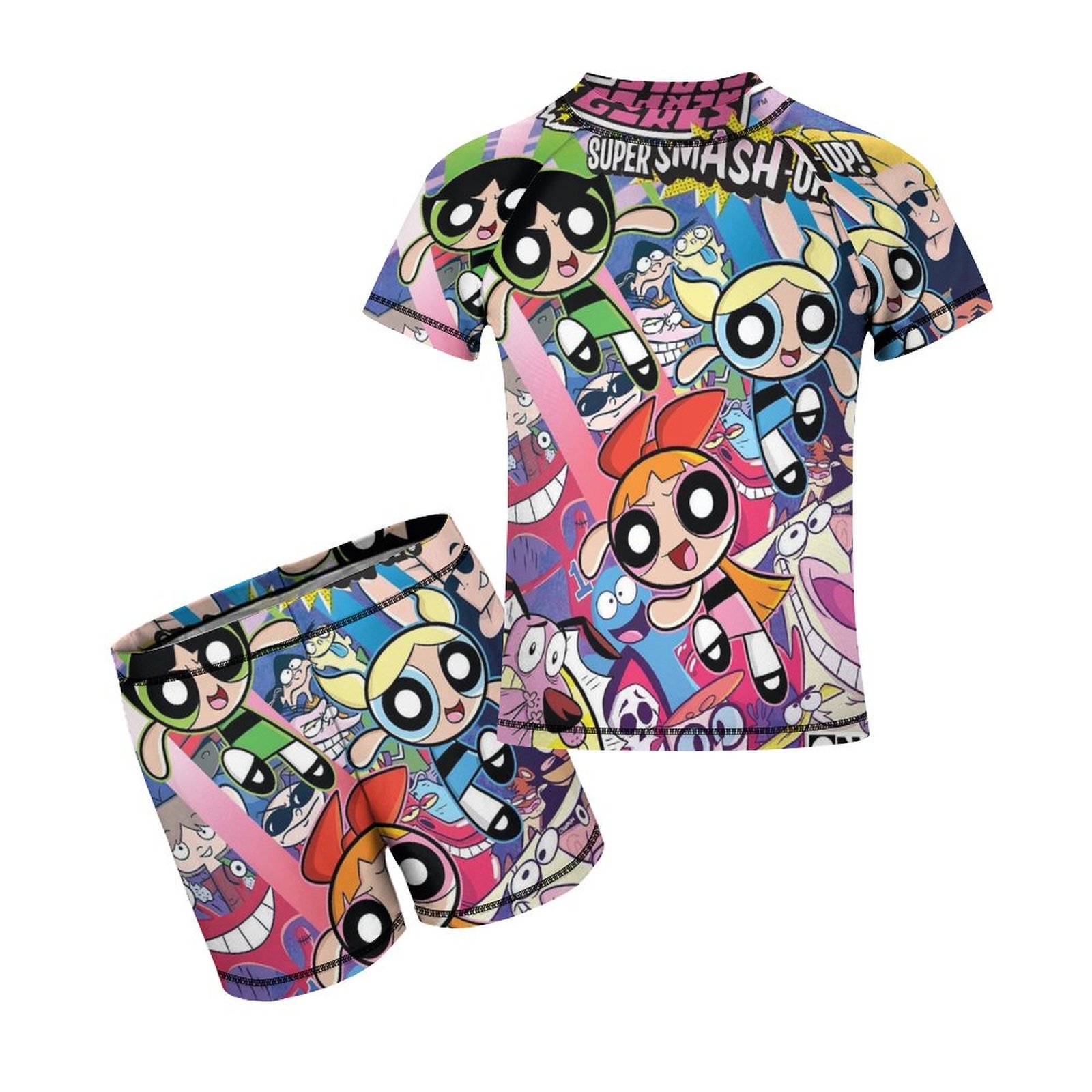 The Powerpuff Girls Boys Two Piece Swimsuit Kids Swimwear Set Short ...
