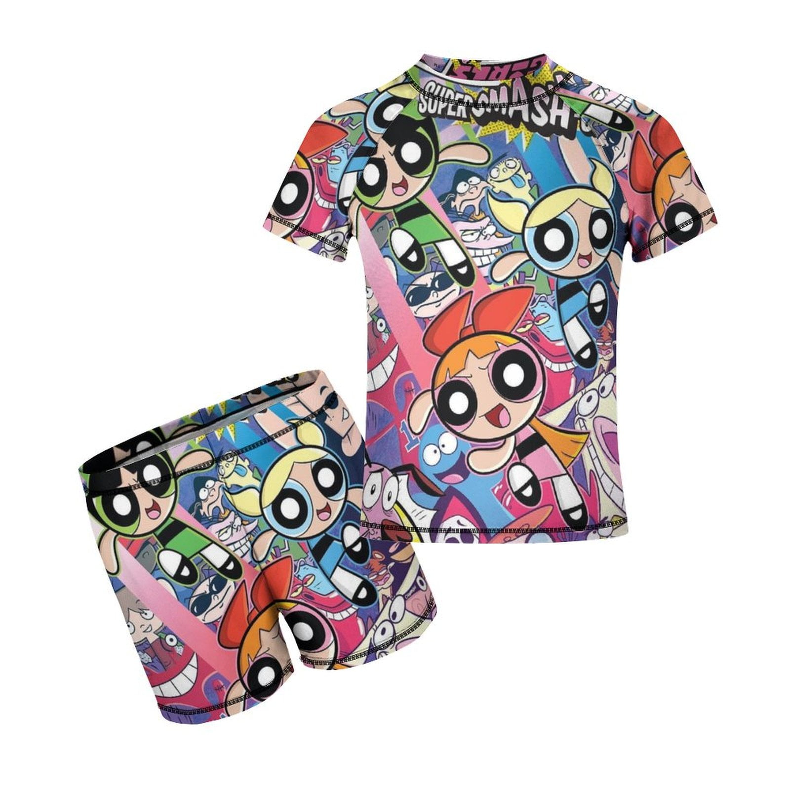 The Powerpuff Girls Boys Two Piece Swimsuit Kids Swimwear Set Short ...