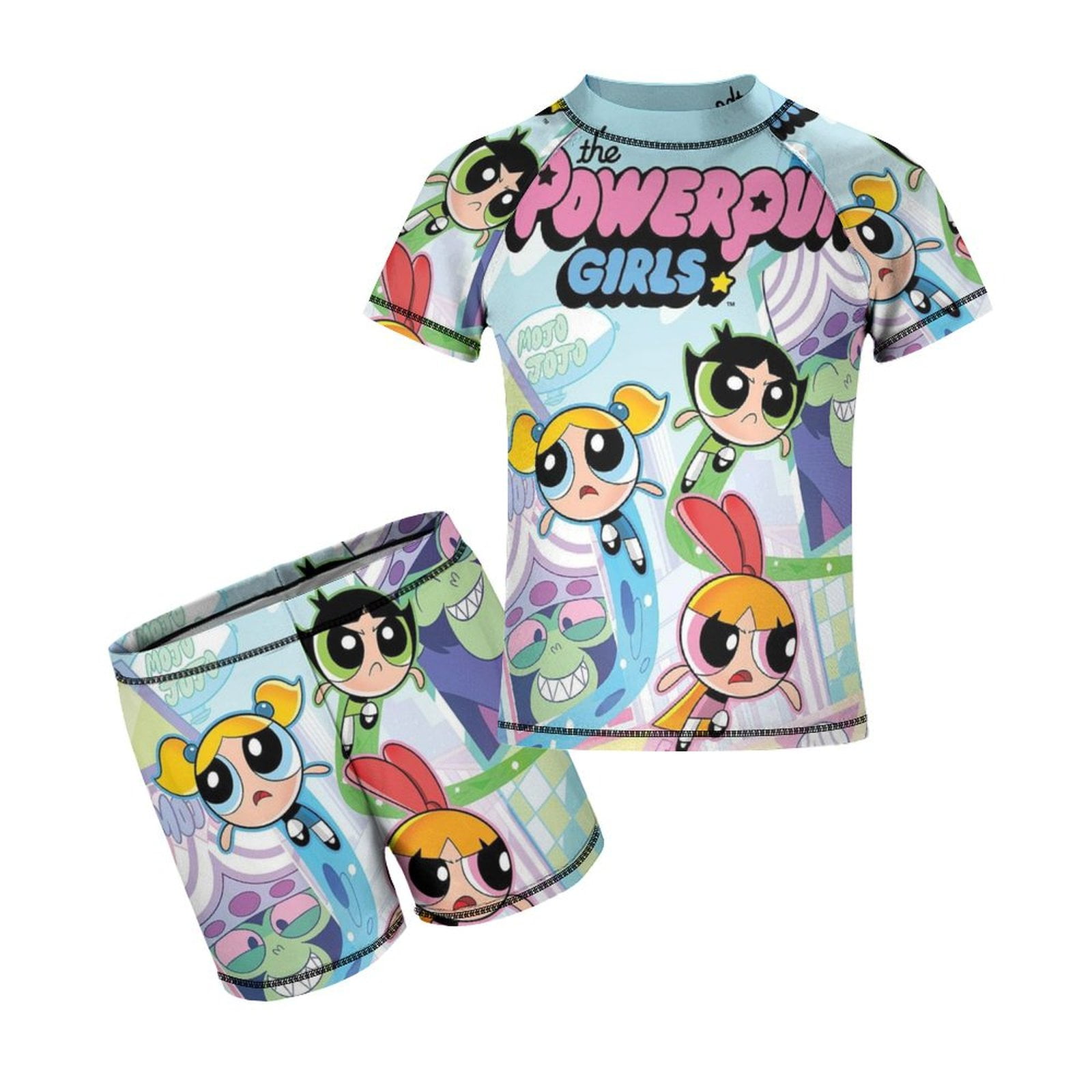 The Powerpuff Girls Boys Two Piece Swimsuit Kids Swimwear Set Short ...