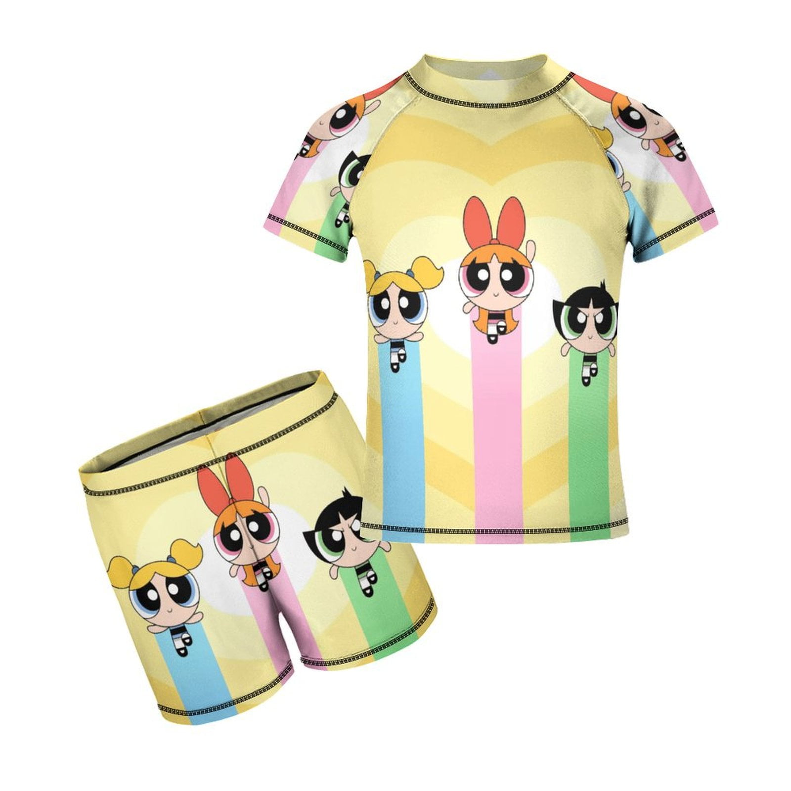 The Powerpuff Girls Boys Two Piece Swimsuit Kids Swimwear Set Short ...