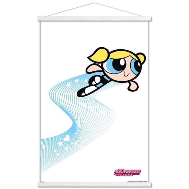 The Powerpuff Girls - Bubbles Heart Lines Wall Poster with Wooden ...