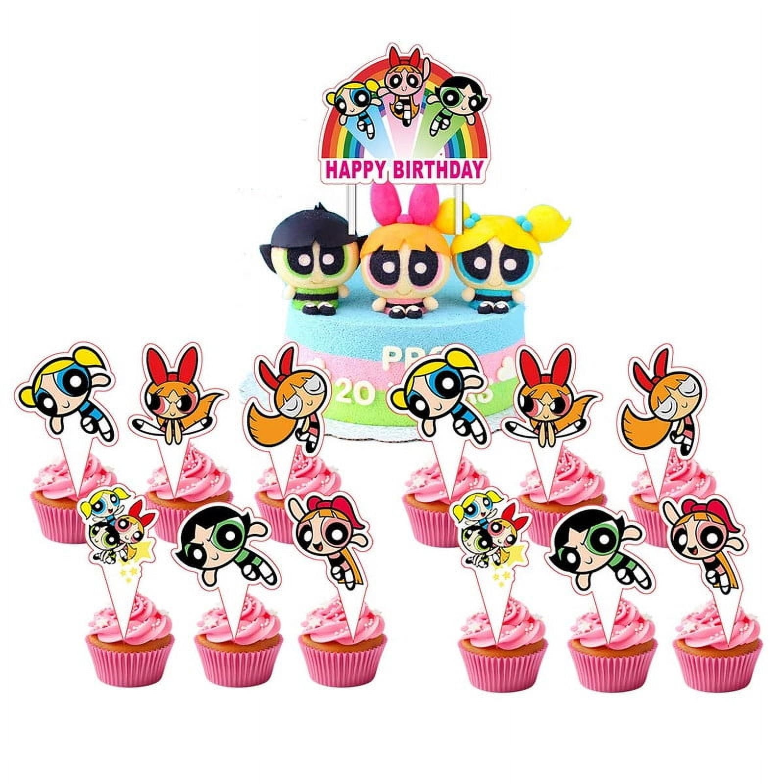 The Powerpuff Girls Cake Topper Cupcake Set Party Supplies Decoration ...