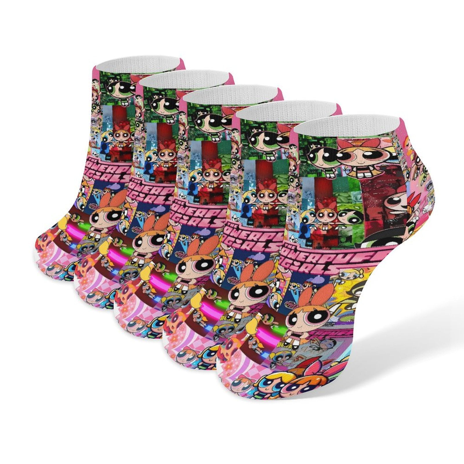 The Powerpuff Girls Cartoon ankle socks 5 pairs suitable for men and ...