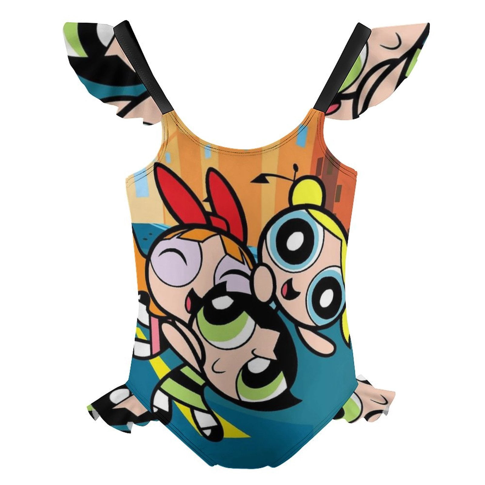 The Powerpuff Girls Girls Swimsuit Ruffle One-piece Beachwear Kids Cute ...