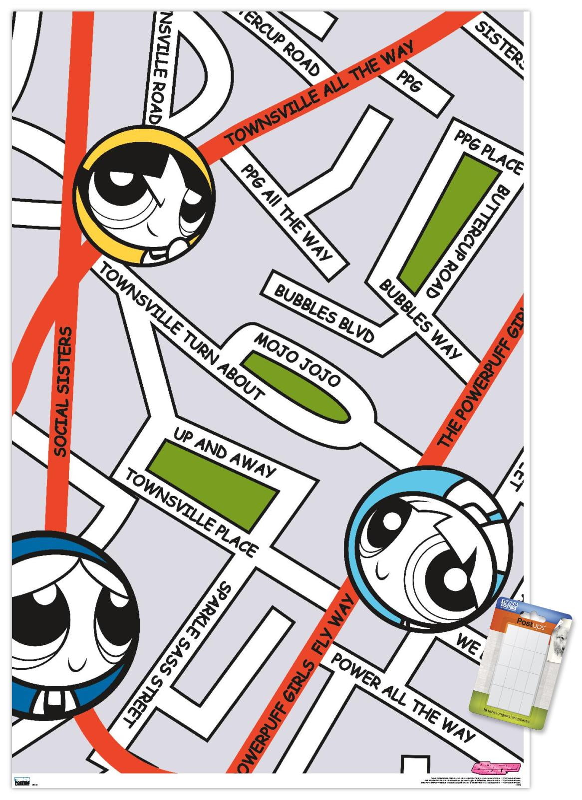 The Powerpuff Girls - Group Map Wall Poster, 14.725" x 22.375 ...
