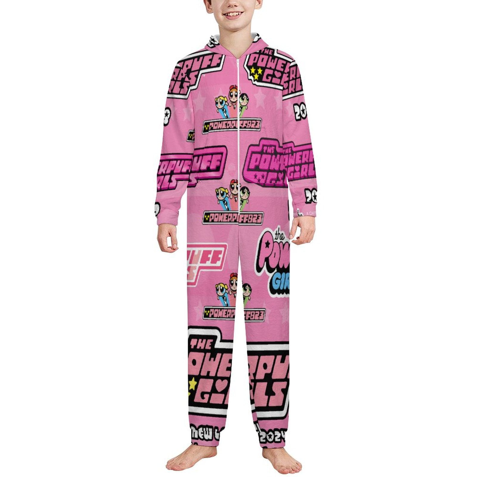The Powerpuff Girls Kids Hooded Jumpsuit Pajamas One Piece PJs ...