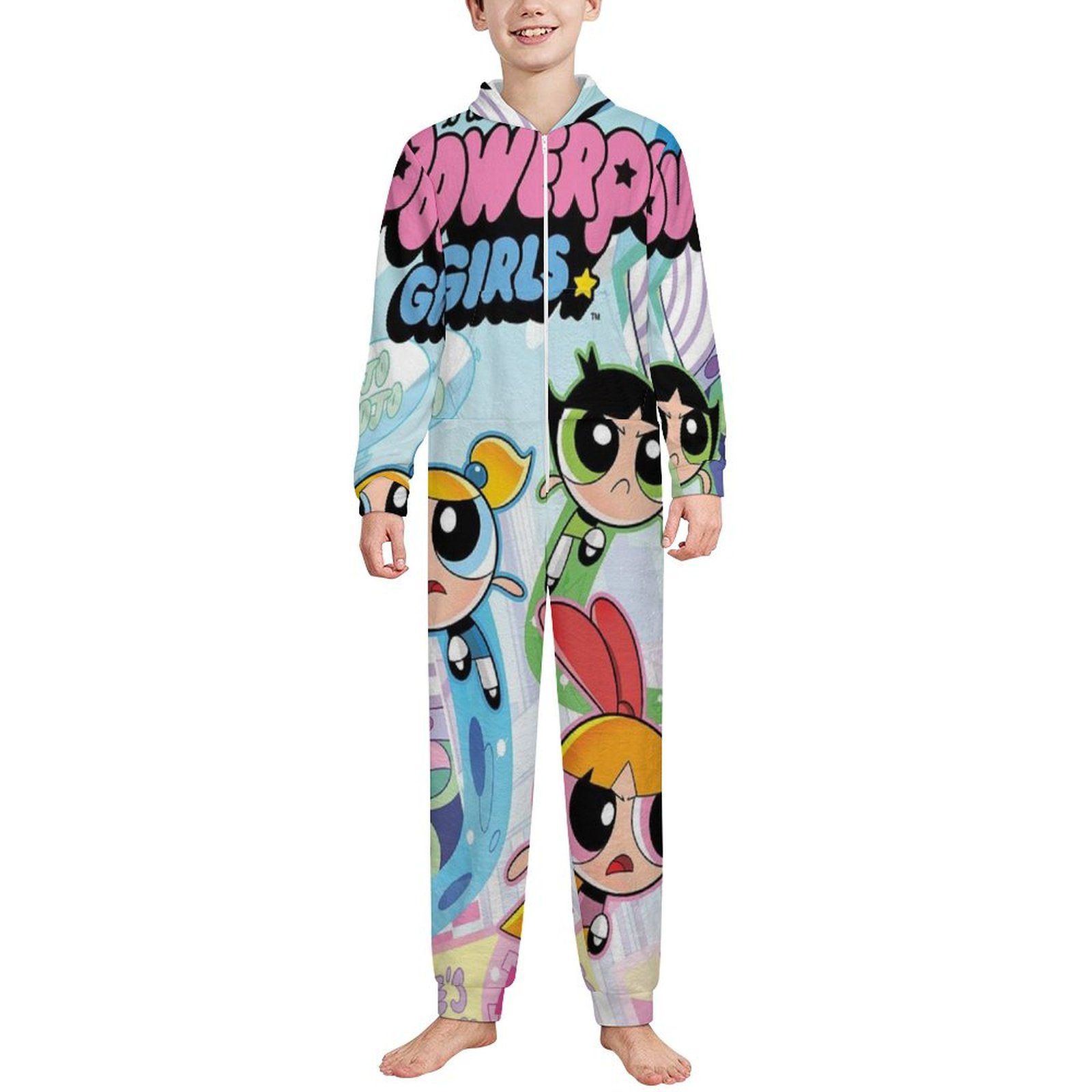 The Powerpuff Girls Kids Hooded Union Suit Pajama Onesie Blanket ...