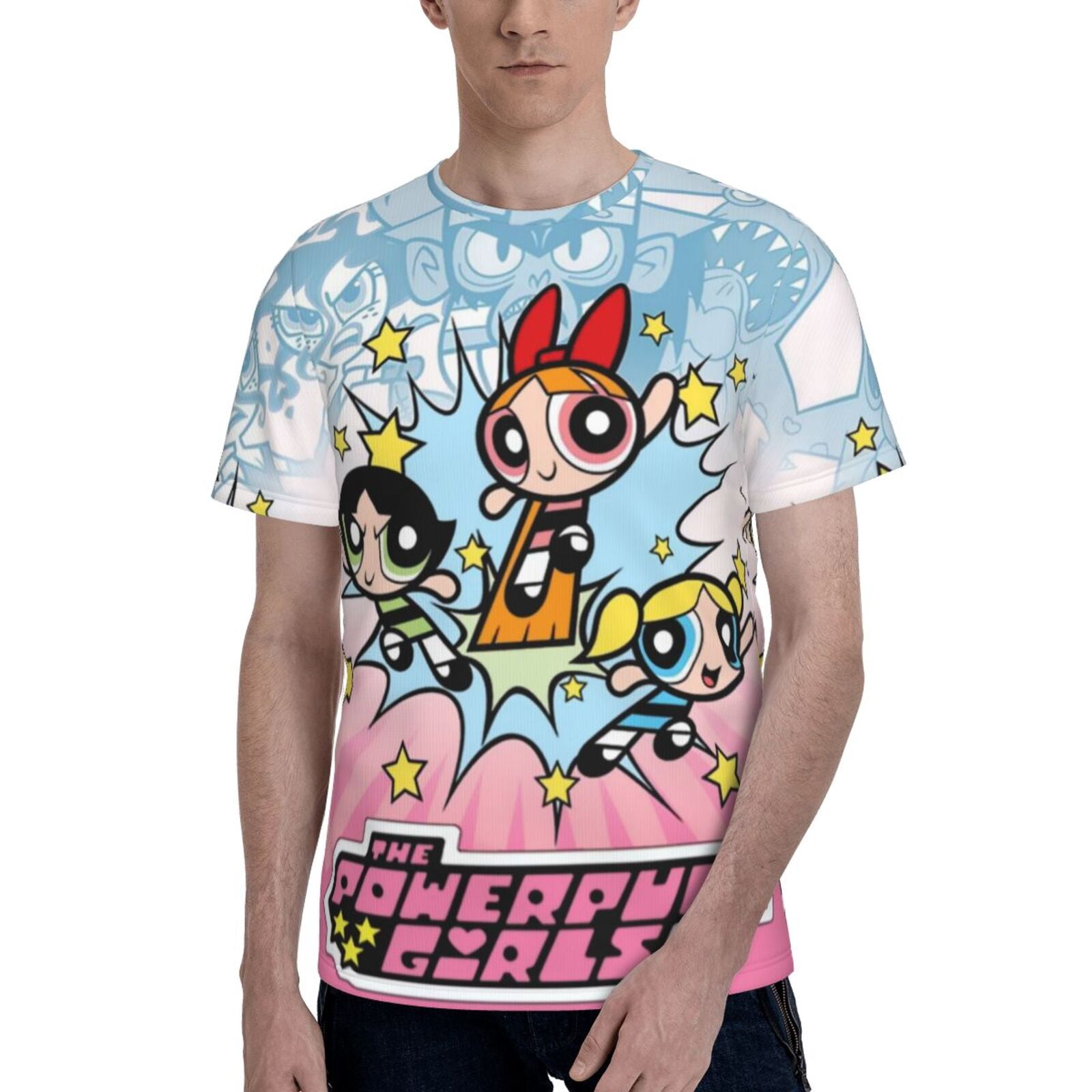 The Powerpuff Girls Mens 3d Graphic Print Shirts Casual Short Sleeve ...