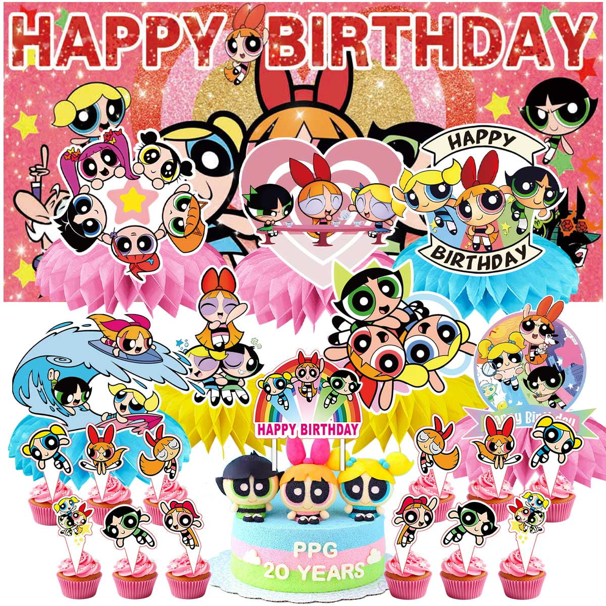 The Powerpuff Girls Party Decorations Decor Supplies Honeycomb ...