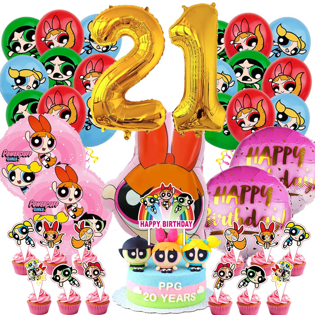 The Powerpuff Girls Party Supplies 21th Decor Kit Balloons Birthday ...