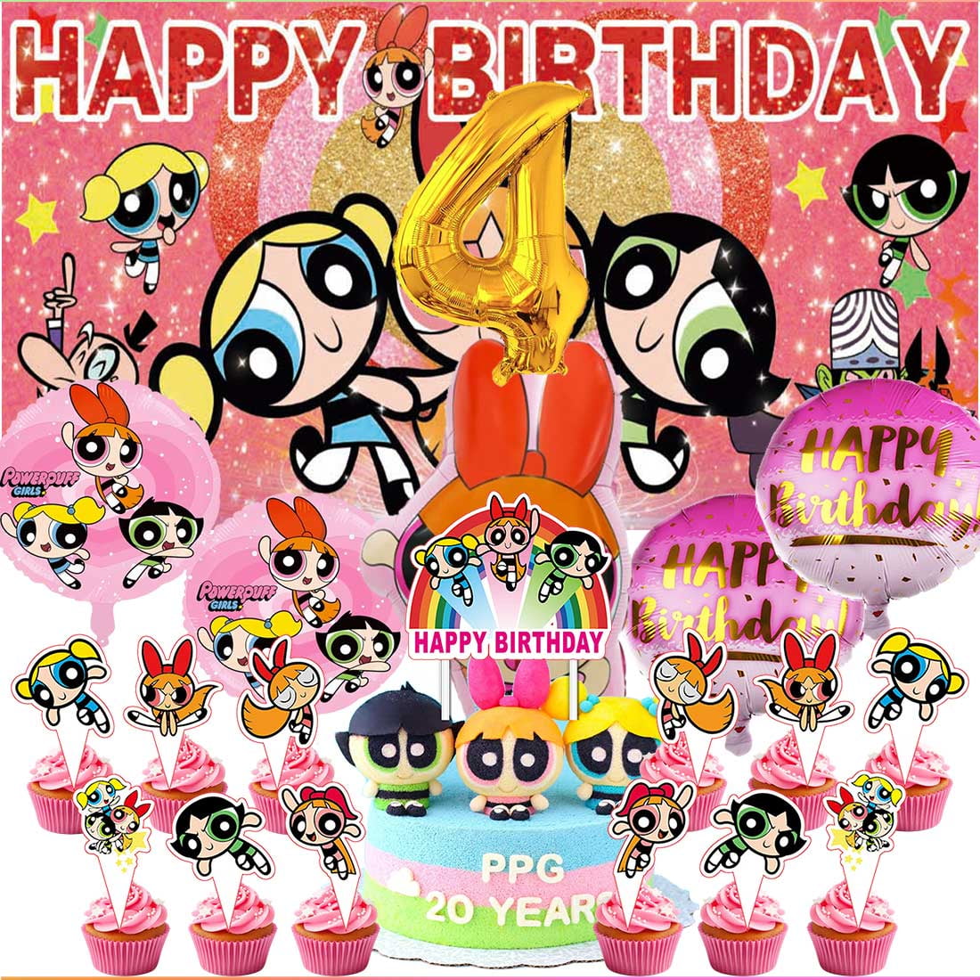 The Powerpuff Girls Party Supplies Decor 4th Kit Balloons Birthday Cake ...