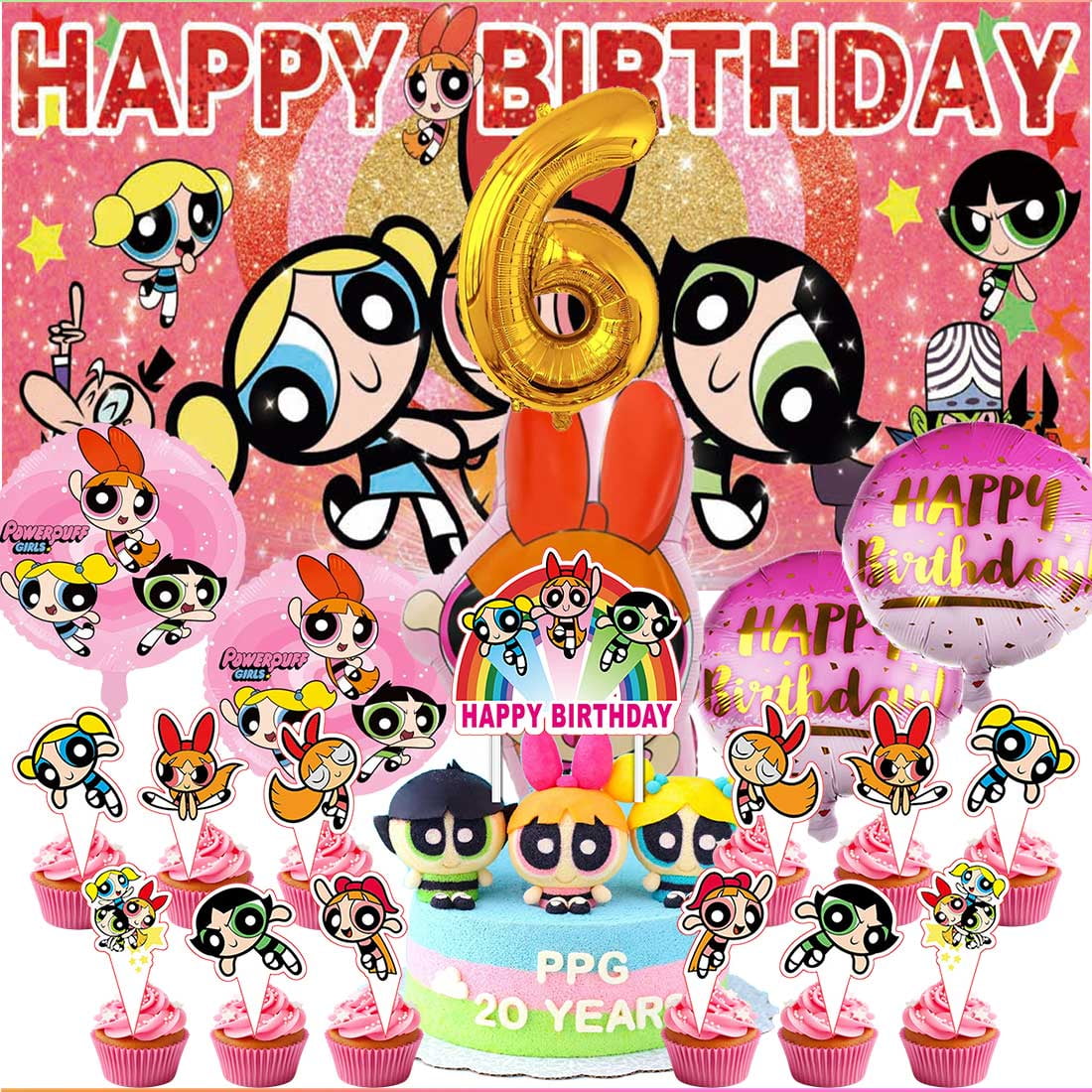The Powerpuff Girls Party Supplies Decor 6th Kit Balloons Birthday Cake ...