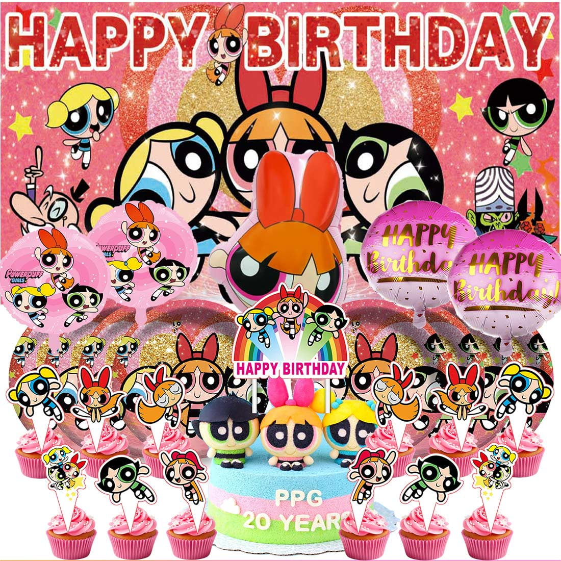 The Powerpuff Girls Party Supplies Decor Tableware Backdrop Banner Cake ...