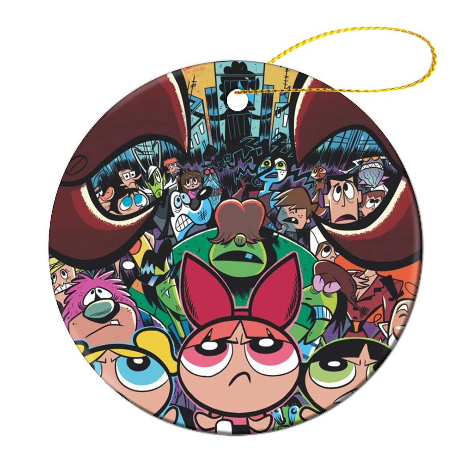 The Powerpuff Girls Round Christmas Tree Hanging Decor Ceramic Xmas ...
