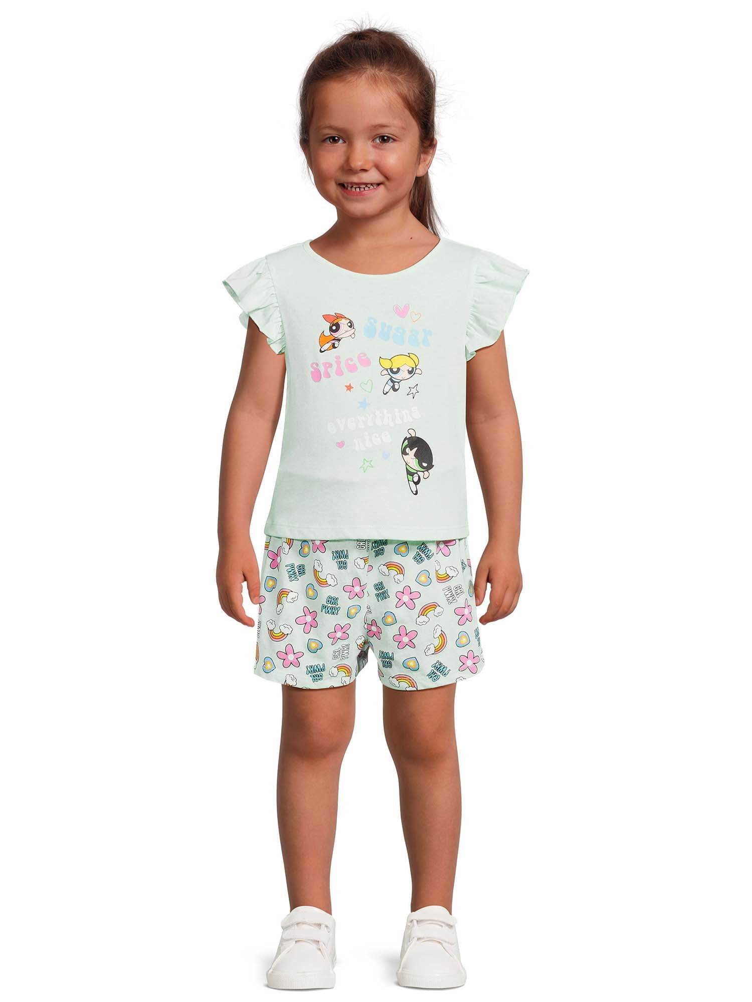 The Powerpuff Girls Toddler Girls Sugar Spice Graphic Tee and Shorts, 2 ...