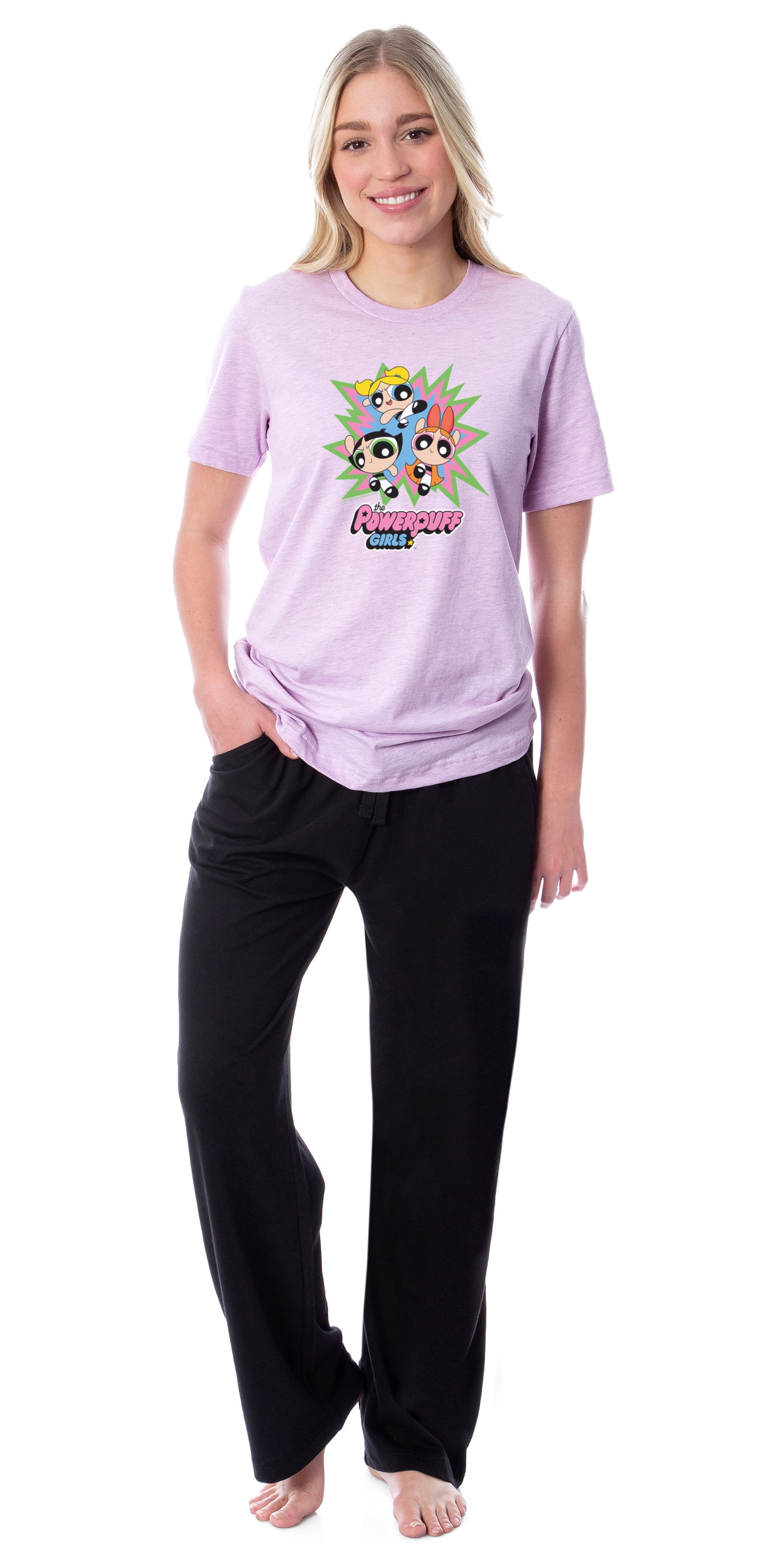 The Powerpuff Girls Women's TV Show Logo Sleep Crewneck Pants Pajama ...